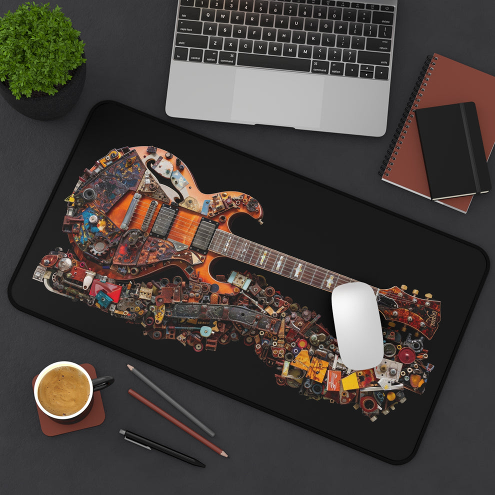 Electric Guitar and Stand Designed with Mechanical Elements Desk Mat E ...